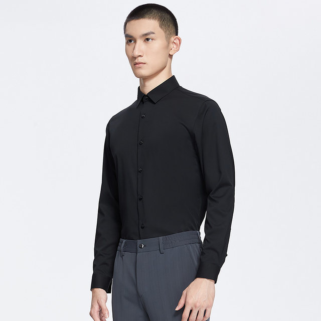 Septwolves autumn new men's shirt solid color long-sleeved slim casual ...