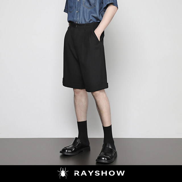 Rayshow Lei Xiu original double pleated three -dimensional rolled pants ...