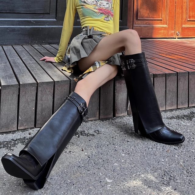Slim rivet trouser boots 2024 autumn and winter new pointed toe ...
