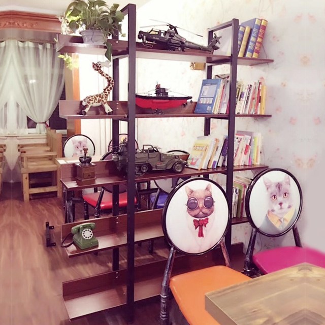 Iron Simple Bookstore Simple Simple Modern Bookcase Steel and wooden ...