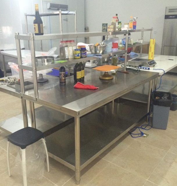 Custom-assembled stainless steel workbench with shelf operating table ...
