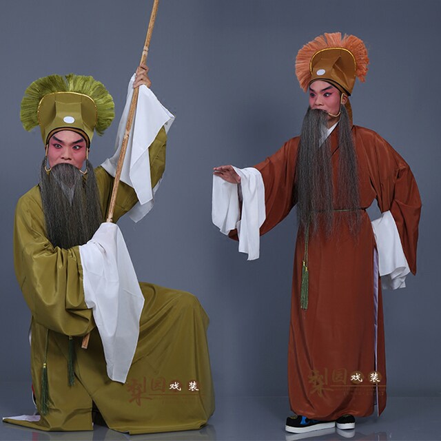 Peking opera costume plain Taoist robe plain old man pleated ancient ...