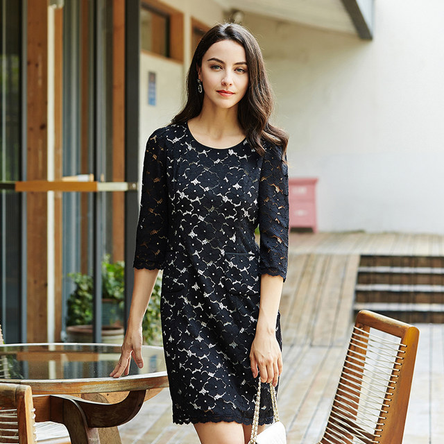 Finity spring and summer new large size slim seven -point sleeve hollow ...