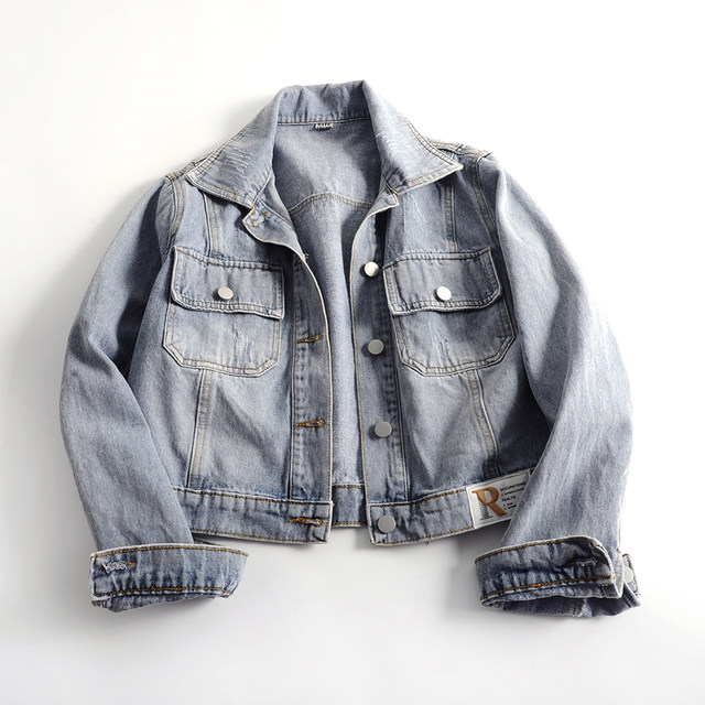 Tide brand cloth sticker denim outer set female short 2023 spring and ...