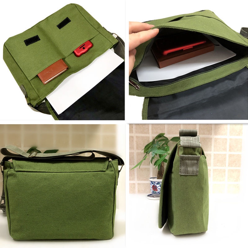 Tas kanvas nostalgia membebaskan sekolah kuno berwarna hijau tahun 70an dan 80an | EBUY7 Tas ...