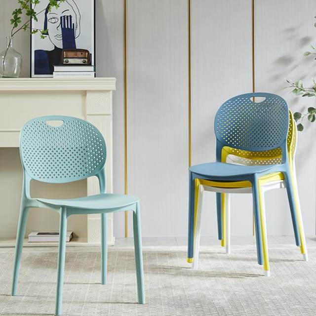 Dining chair plastic chair back simple net red dining table plastic ...