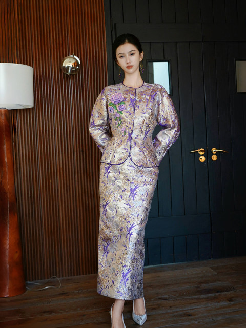 Chengyu Haute Couture 25 new style full-length gold embroidered brocade ...