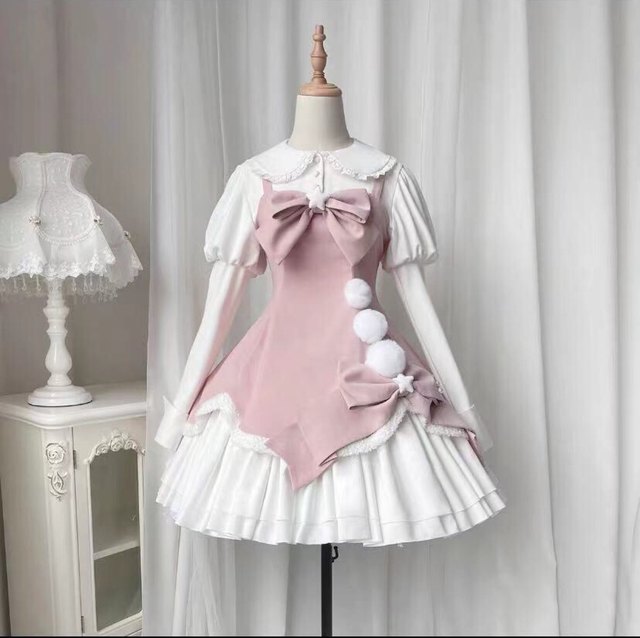 Lolita's daily elegant girl lolita warm long sleeves with a dress with two pieces of cabbage LO