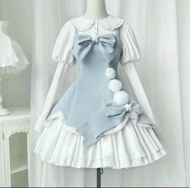 Lolita's daily elegant girl lolita warm long sleeves with a dress with two pieces of cabbage LO