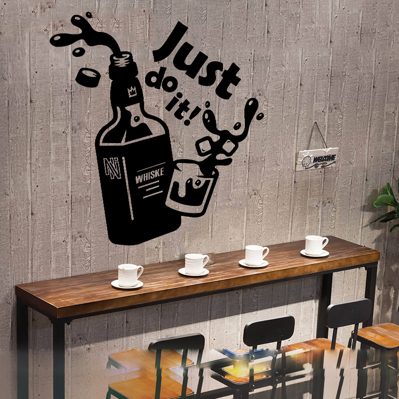 Personal creative whiskey glass window sticker paper wine bar Qingba ...