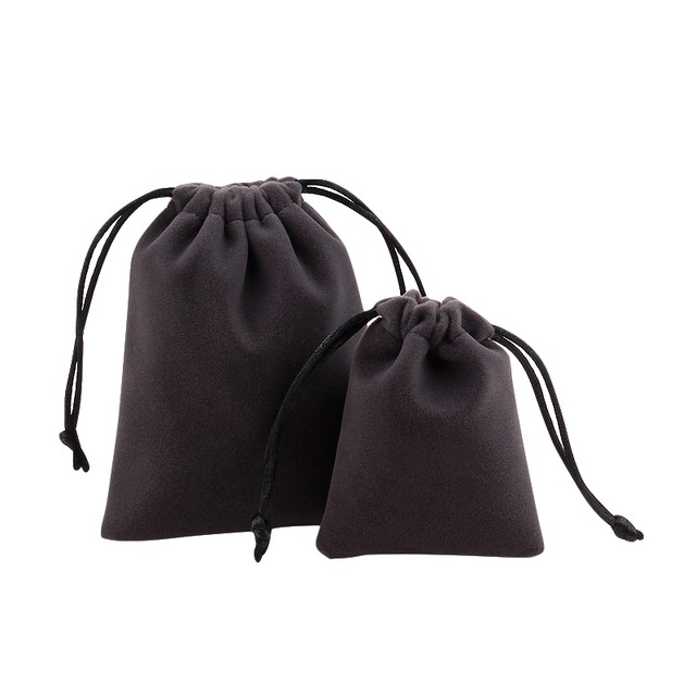 Dark gray plush cloth bag drawstring pocket jewelry storage small cloth ...