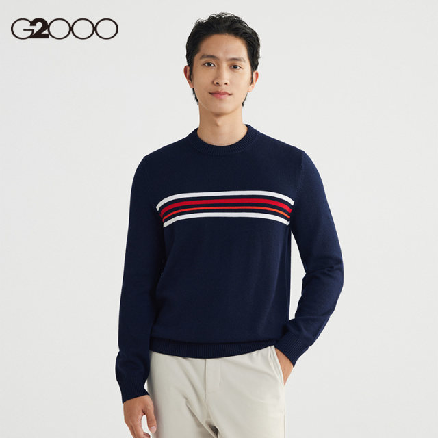 G2000 men's youth wool sweater men's round neck V-neck autumn and ...