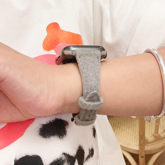 Autumn and winter plush leather small waist iwatch strap S10 suitable ...
