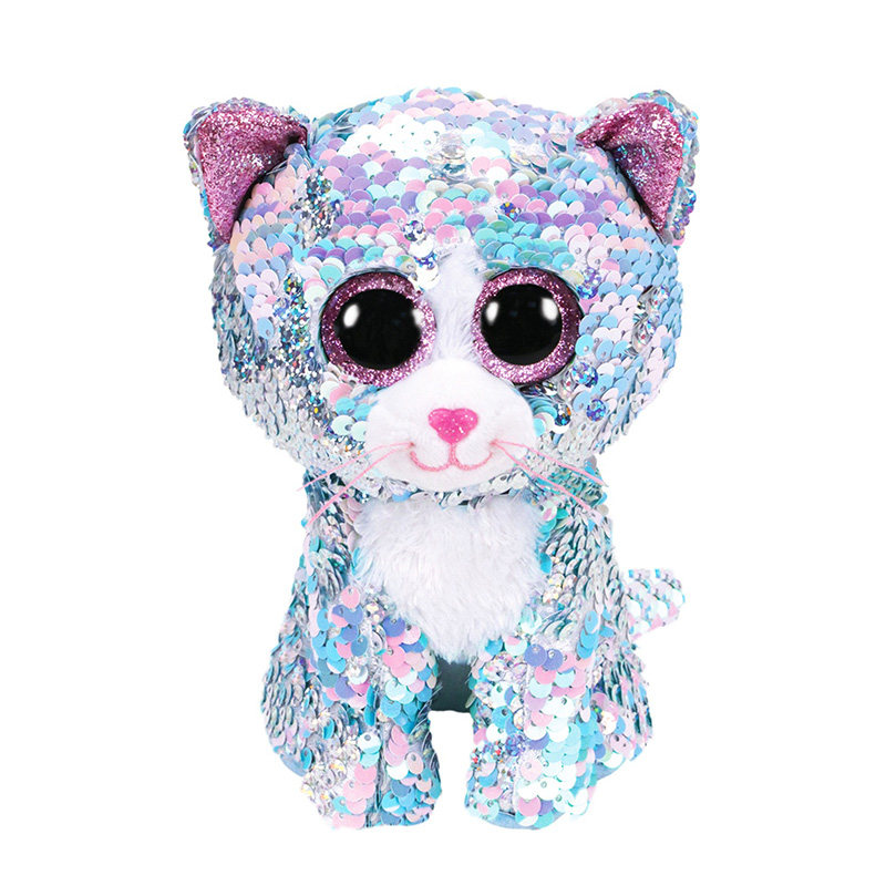 Authentic ty sequined doll with big eyes plush dinosaur cat unicorn ...