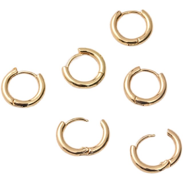 Copper plating 14K bag gold simple temperament wild round ear buckle earrings DIY homemade ...