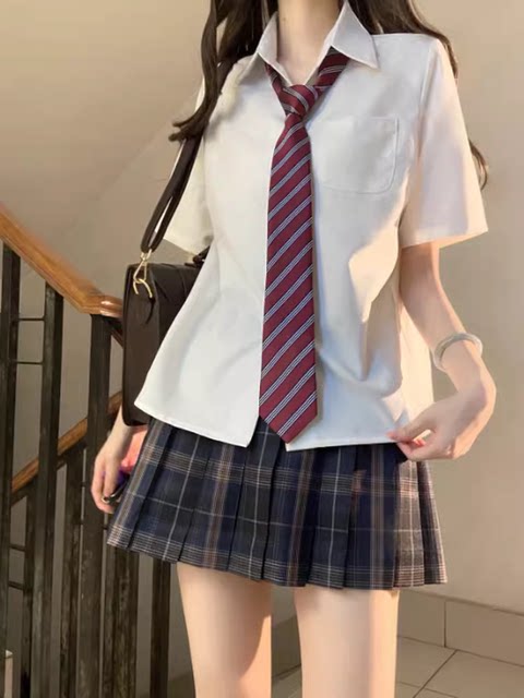 Fairy club original JK shirt Baiyueguang College solid color tip ...