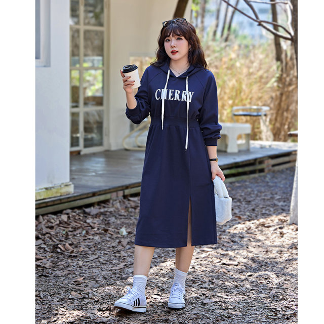 2024 Autumn New Style Drawstring Hooded Casual Sweater Skirt Waist ...