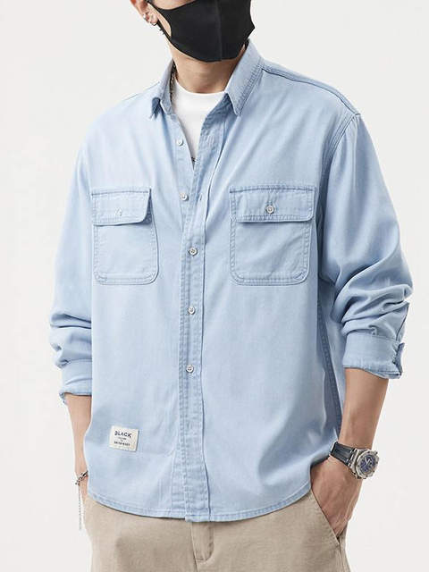 Large size men's new Tens Lessel ultra-thin denim shirt Spring and ...