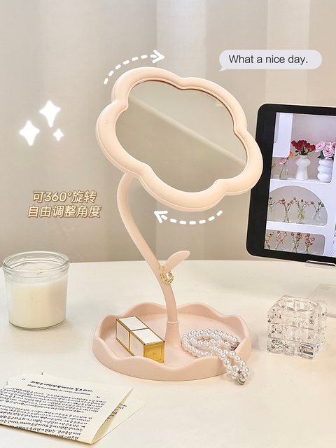 Simple and cute makeup mirror Creative flower princess mirror dressing ...