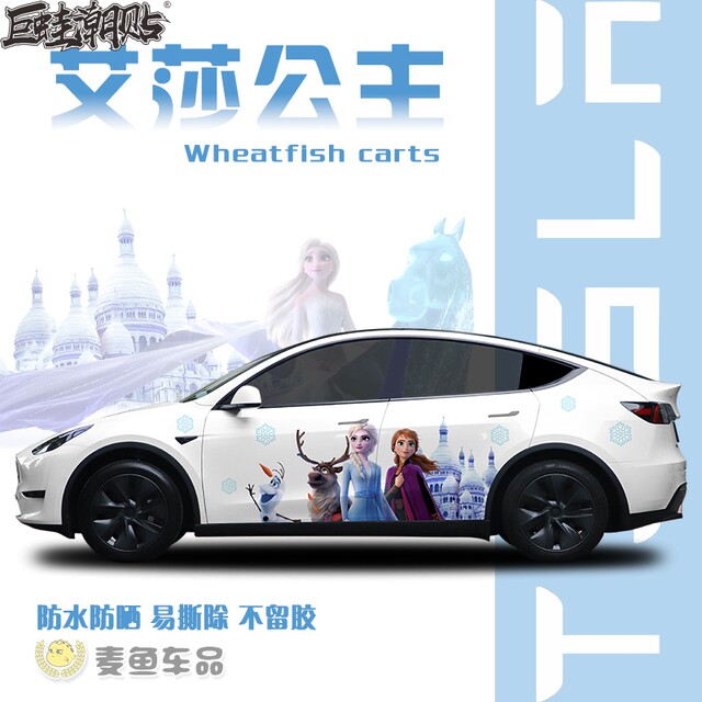 Tesla Model Y Elsa Princess Car Decal Latte Art Edamame 3 Frozen ...