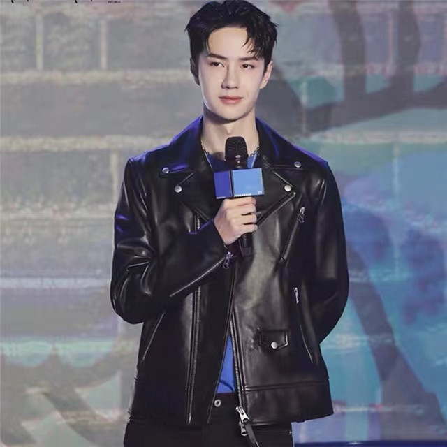 Taiping Men's Niaojia star same style sheepskin Korean style motorcycle ...