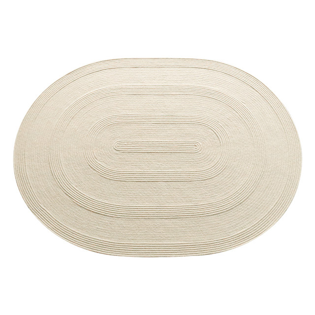 Handmade weaving natural wool carpet oval living room Sofa sofa Nordic simple solid solid color ...