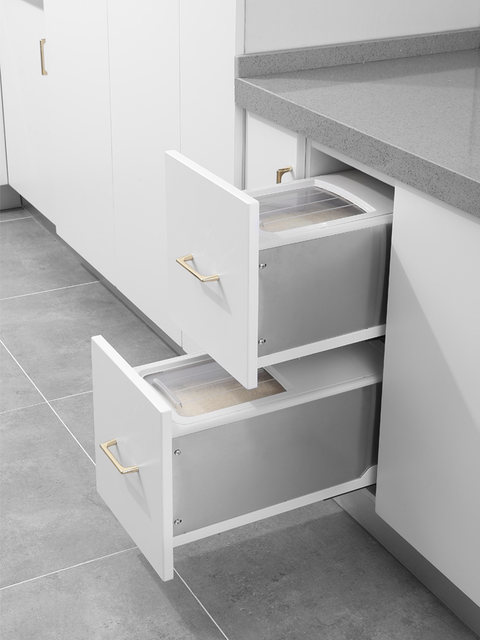 Built-In Sliding Drawer Rice Storage Container Stainless Steel Kitchen ...