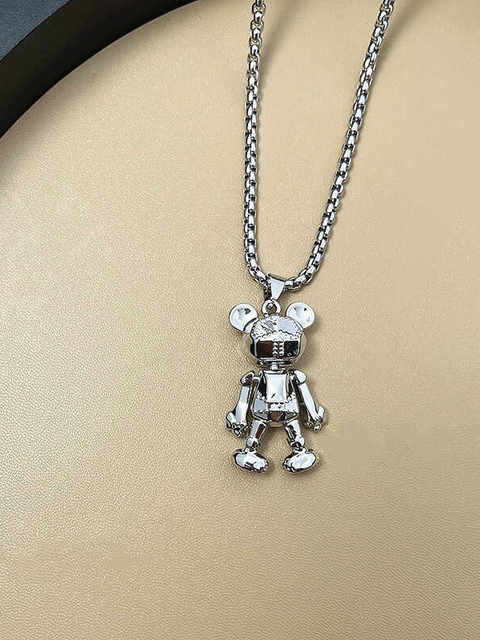 Titanium steel necklace men's trendy brand violent bear pendant hip-hop ...