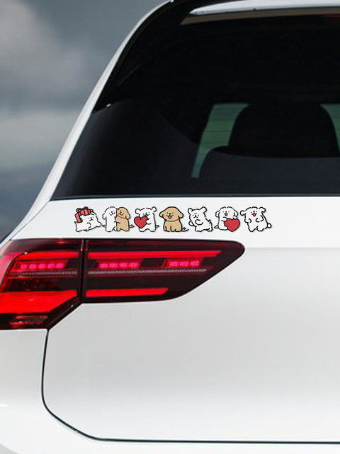 Reflective car stickers cute lines puppy decorative stickers block ...
