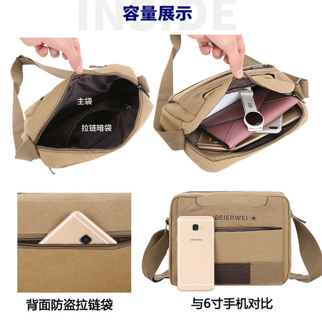 Shoulder bag men's canvas mesengers large -capacity sports outdoor ...
