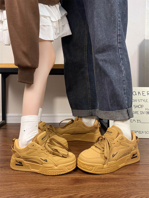 Huili retro wheat colored shoes men's 2025 new spring couple shoes ...