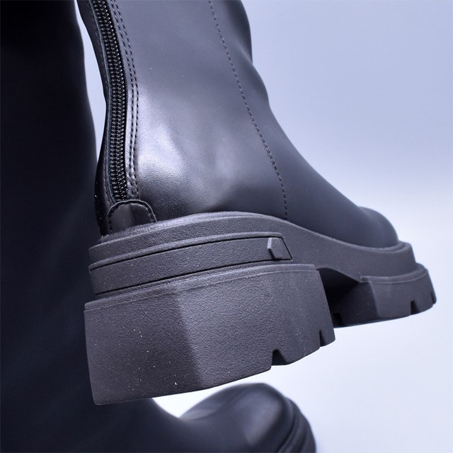 Simple thick sole versatile boots behind the zipper high -pipe repair ...