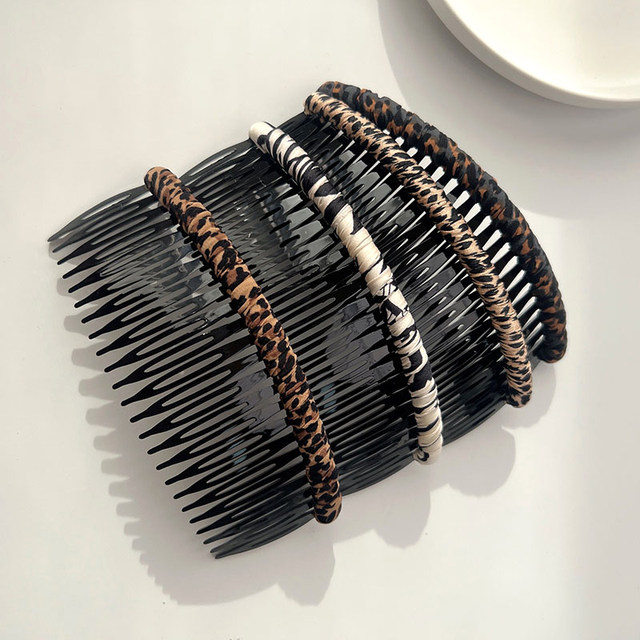 Leopard print hairpin hair comb Korean one-line clip top clip broken ...