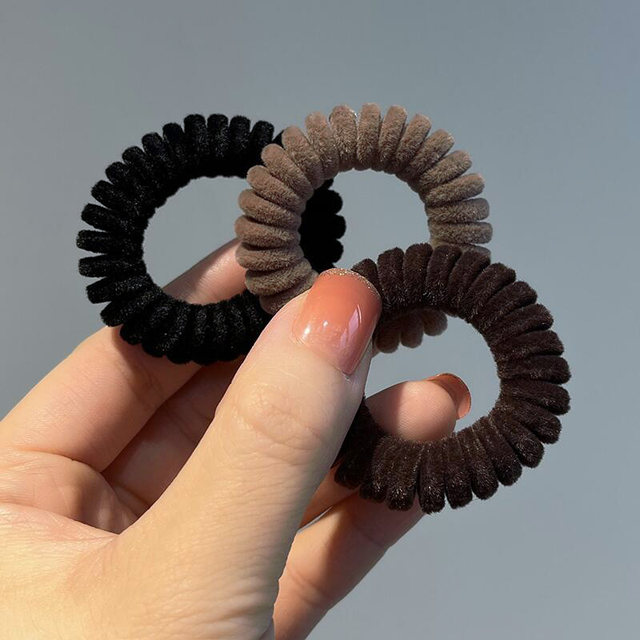 Flocking telephone line head rope small rubber band hair loop women tie ...
