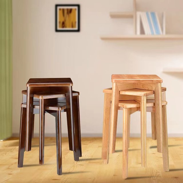 Stool household solid wood square stool dining table stool dining chair ...