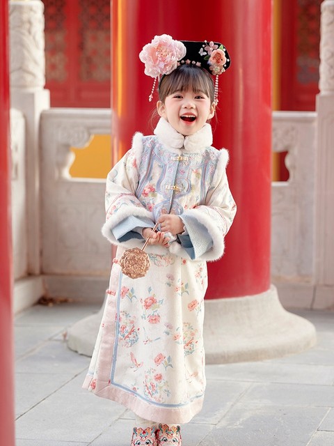 Han Dynasty girl Winter Dress 2024 kids Guofeng thickened Embroider ...