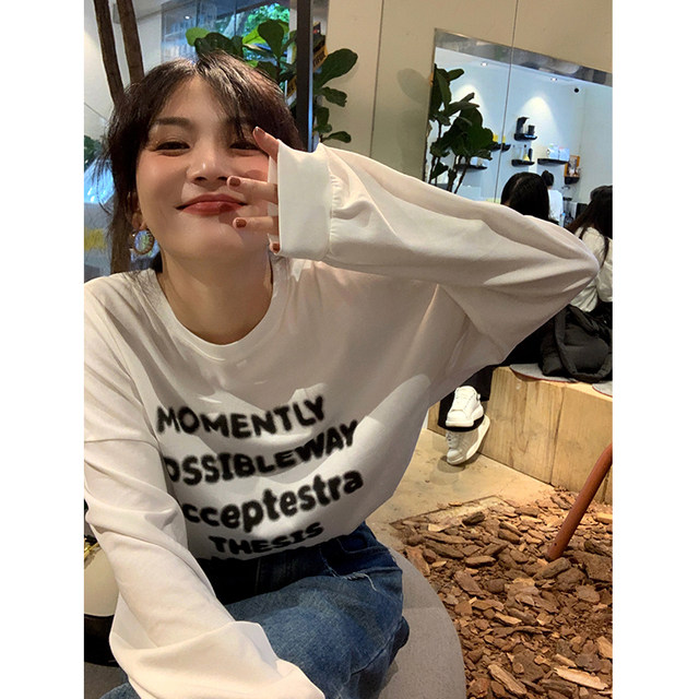 Luo Luo Jieye long -sleeved T -shirt female 2024 new white loose ...