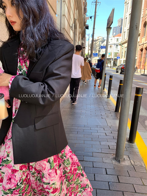 Luo Luo Junshi Red Flower Autumn Dress Small 2024 new long -sleeved ...