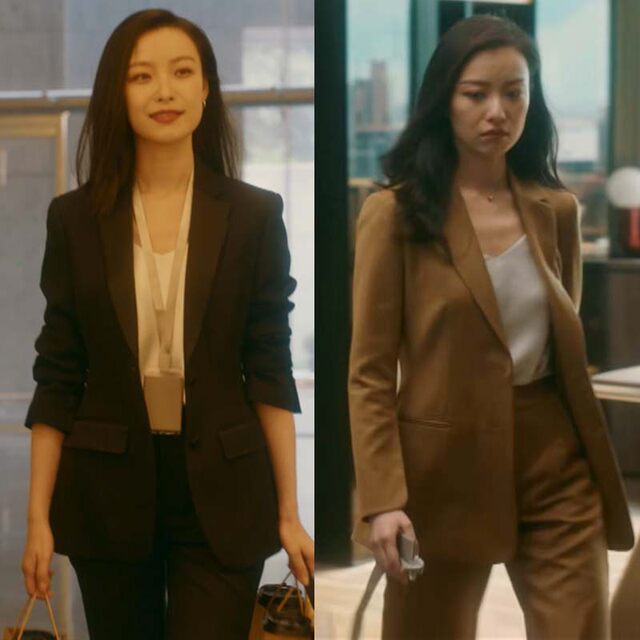 Ni Ni star's same style black professional suit suit new fashion slim ...