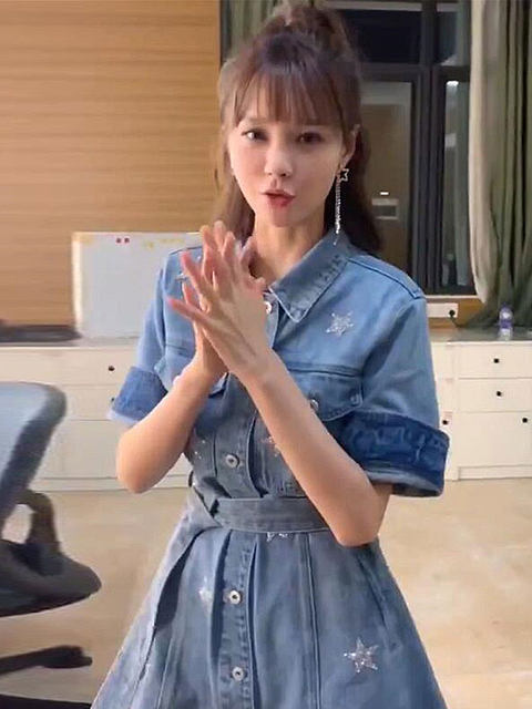 Shen Mengchen's same denim dress female 2022 new summer small small Zhizhi smoke French high ...