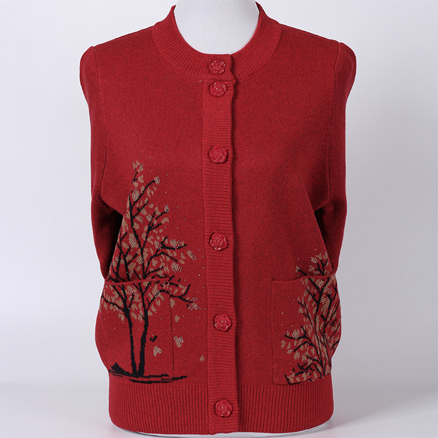 The elderly autumn and winter female grandma sweater sweater jacket ...