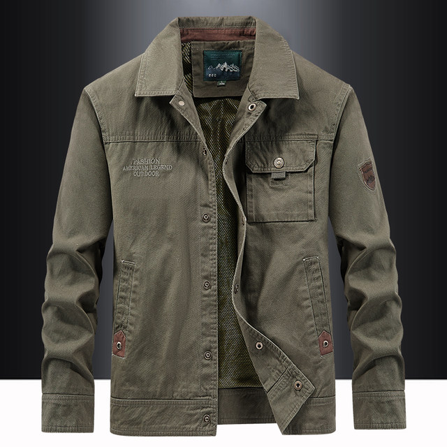 New spring and autumn jacket men's lapel multi -pocket top men's loose ...
