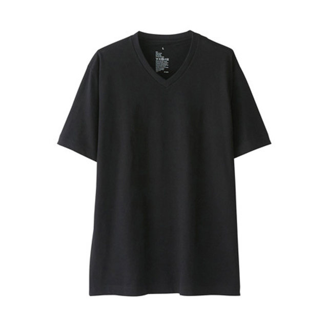 2 pieces of Japanese -style MUJI/V -neck short -sleeved T -shirts without side seams of Tianzhu ...