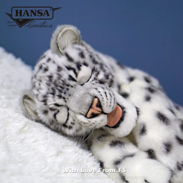 Hansa sleeping snow leopard doll sleeping position young leopard tiger ...