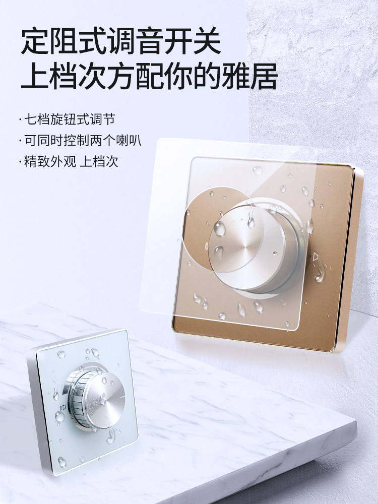 Yunjia Audio Speaker Volume Control Switch - Single/Dual Channel 86 Panel