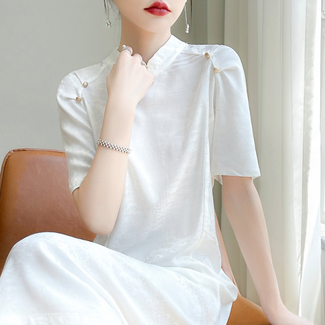 New Chinese -style improved cheongsam dress Female summer acetic acid ...