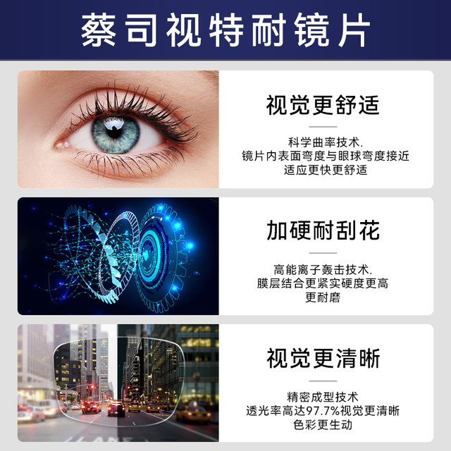 German Zeiss glasses for men with myopia, eyebrow frame, astigmatism ...