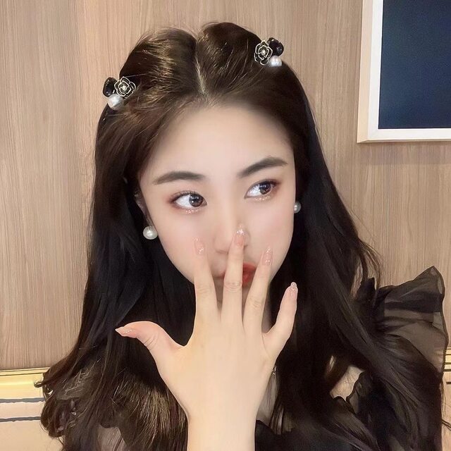 Simple camellia pearl small clip side hairpin back of the head high-end ...