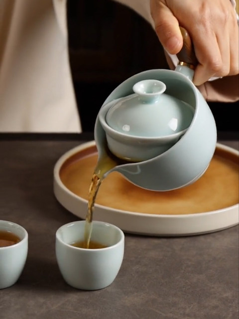 Xiaoyao pot lazy tea maker travel tea set automatic rotating teapot ...