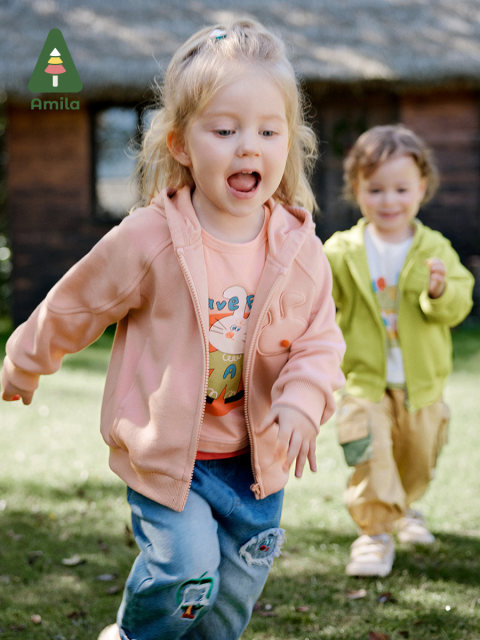 Amila boys and girls cartoon casual jacket spring and autumn children's sports top baby hooded ...